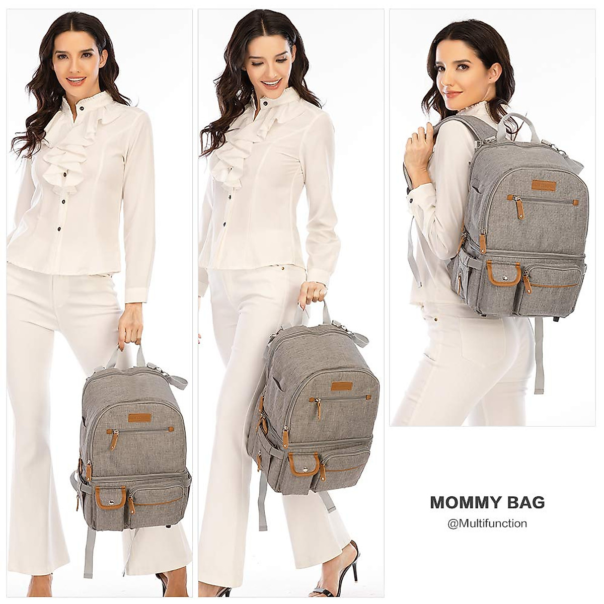 MOMIGO Breast Pump Backpack - Cooler and Moistureproof Bag Double Layer for Mother Outdoor Working Backpack with 13 Inch Laptop Compartment Fit Most Breast Pumps (Grey)