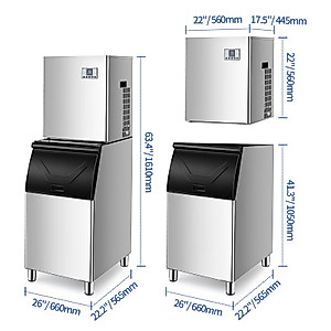 LoJok Commercial Ice Maker Machine 344LBS/24H, Ice Maker with 24H Smart Appointment Scheldluing Ice Making, Industrial Ice Machine with 165LBS Large Storage Bin, Ice Ready in 15 mins