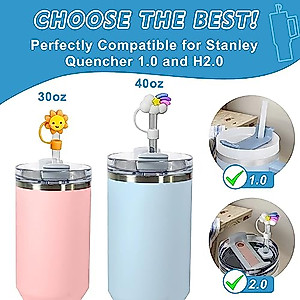 6PCS for Stanley Cup Accessory, FAMOPLAY Spill Stopper for Stanley 40 oz Tumbler with Handle 30 oz including H2.0, 3 Straw Covers, 1 Spill Stopper, 1 Leak Stopper and 1 Cup Boot