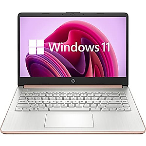 HP Stream 14inch HD Display, Intel Celeron Dual-Core Processor, 16GB DDR4 Memory, 128GB Storage (64GB eMMC+64GB Card),WiFi,Webcam,Bluetooth, Windows 11 S, Rose Gold (Renewed)