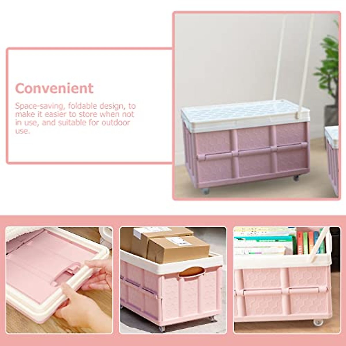 Cabilock Lidded Storage Bin Collapsible Storage Box Stackable Clothes Storage Box With Wheel