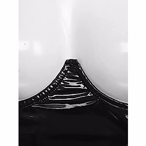 Lejafay Women Sexy Push-up Underbust Corset Dress Wet Look Latex Bodycon Open Cups Mini Dress Black 3X-Large