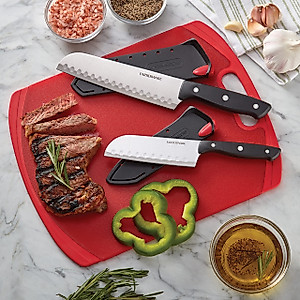 Farberware Edgekeeper Self-Sharpening Triple Riveted Santoku Knife Set, 4-Piece, Black