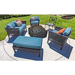 Fire Sense 02056 Outdoor Square Fire Pit Vinyl Cover Patio Heaters Heavy Duty 10 Gauge Felt Lined Water & Weather Resistant Fabric Ties - 38” x 38” - Square