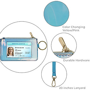 Women's Glitter Zip Id Case Bling Wallet (Hologram Blue)