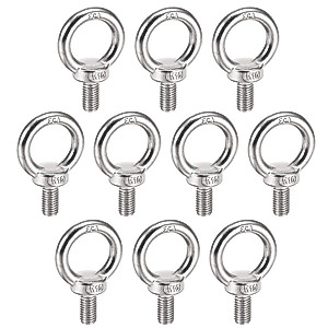 uxcell Lifting Eye Bolt M10 x 18mm Male Thread 304 Stainless Steel for Hanging, Pack of 10