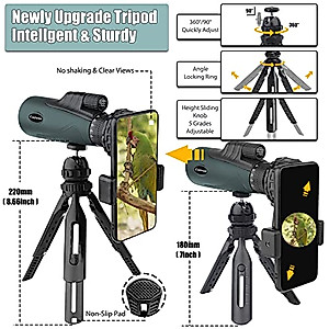 10-30x50 Monoculars for Adults High Powered, Monocular Telescope with Smartphone Adapter, HD Monocular for Bird Watching, Hunting and Camping