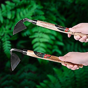 ZELARMAN Japanese-Style Weeding Sickle/Hand Hoe, Sickle Garden Hand Weeder Tool with All Steel Blade for Cutting Grass, Digging, Soil loosening