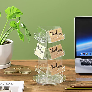 Spiareal Spinning Clear Business Card Holder Holds 3.5" x 2" Appointment Cards Rotating Display Stand Acrylic Stand 3 Tier Brochure Display Holder for Office Supply Home Desk(5.9 x 9.8 Inch)