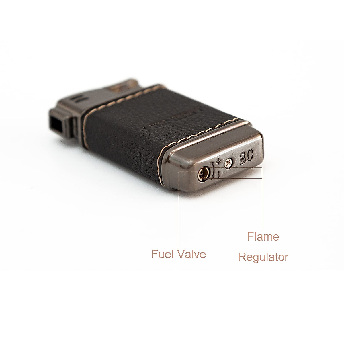 STAOSAN Soft Flame Lighter Leather Small Indoor Butane Refillable (Brown+Black)