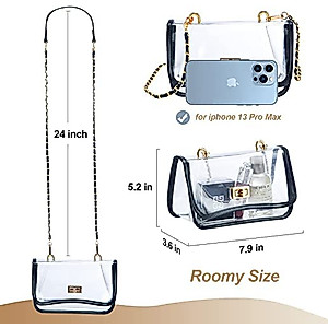 Clear Purse for Women, Clear Bag Stadium Approved, Stylish & Secure Clear Crossbody Bag, Clear Shoulder Handbag, Transparent Clutch Satchel