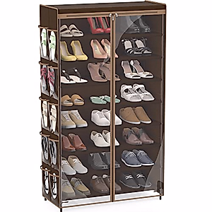 Simple Houseware 8 Tiers Shoe Rack with Cover, Bronze