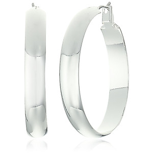 Napier Silvertone Wide Band Clicktop Hoop Earrings