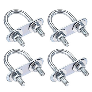 uxcell Round U-Bolts 4 Sets 0.79"(20mm) Inner Width 50mm Length Steel M6 with Nut, Plate, Washer