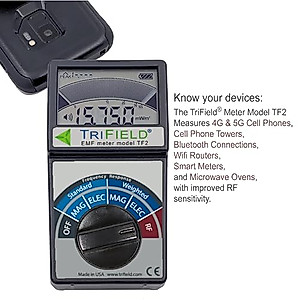 TriField EMF Meter Model TF2 – Detect All 3 Types of Electromagnetic Radiation in 1 Handheld Device: Radio (RF), Magnetic (MF) and Electric Fields - 5G, Cell Towers, WiFi, Bluetooth, and Smart Meters