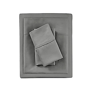 Beautyrest 1000 Thread Count, Solid Color Sheet Set, Elastic Deep Pocket, All Season, Breathable, HeiQ Smart Temperature, Soft Cotton Blend Bedding, Matching Pillowcase, Cal King Charcoal 4 Piece