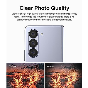 Ringke Camera Lens Frame Glass Compatible with Samsung Galaxy Z Fold 5 Camera Lens Protector, Tempered Glass Covers and Aluminum Alloy Frames - Black