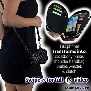 Dark Duchess Coffin Purse Wallet Bag - Goth Gifts For Gothic Vegan Women - Small Black Shoulder Crossbody Purses - Alternative Punk Bags - Cross Body Clutch Wallets - Hand Wristlet Handbags Clutches