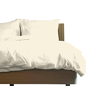 TEXAS LINEN CO. 100% Egyptian Cotton Duvet Cover Queen/Full Size - 1000 Thread Count 3 Piece Duvet Cover Set, Soft, Cooling Sateen Weave Cotton Comforter Cover, Zipper Closure, 7 Corner Ties - Ivory