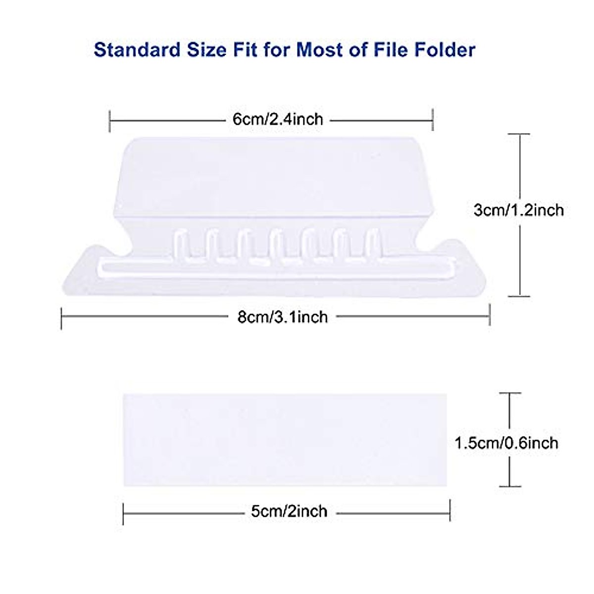File Folder Tabs, 100+200 Sets Hanging File Folder Tabs with Inserts for Hanging Folders, 2 Inch Clear Plastic Hanging File Tabs for Quick Identification