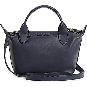 Longchamp Ladies Le Pliage Cuir Mini Top Handle Bag-Navy