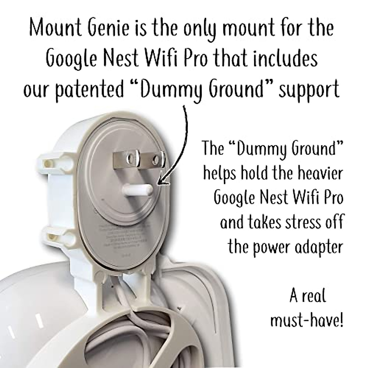 The Nest WiFi Pro Genie Wall Mount Outlet Holder Stand (3-Pack) | Lowest Profile | Open Access | No Messy Screws or Tape | Reinforced Support | Horizontal and Vertical Outlets