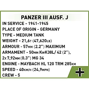 COBI Historical Collection WWII Panzer III Ausf. J. Tank