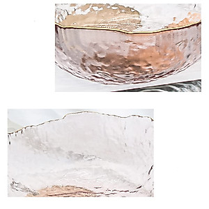 AwakingWaves Japanese Hammer Pattern Glass Salad Bowl for Fruit Snack and Appitizer, Cute Kitchen Household Cooking Gifts for Home Kitchen, Hot Heat Proof Plate Holder, Pink Party Decor (25 oz)