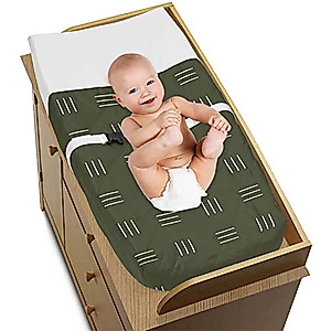 Sweet Jojo Designs Hunter Green Boho Mudcloth Boy Girl Baby Nursery Changing Pad Cover White Bohemian Woodland Tribal Southwest Mud Cloth Hatch Gender Neutral Triple Line for Safari Jungle Animal