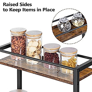 MAHANCRIS 3-Tier Slim Rolling Cart, Narrow Kitchen Cart on Wheels, Practical Storage Rolling Cart, Wooden Kitchen Storage Rack, for Tight Spaces in Dining Room, Bathroom, Rustic Brown RCHR1501Z