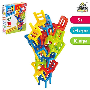 Balancing Chair Game Stacking Chair Games with 18 Mini Chairs & Russian Instruction - Night Games for Children Development - Russian Board Game