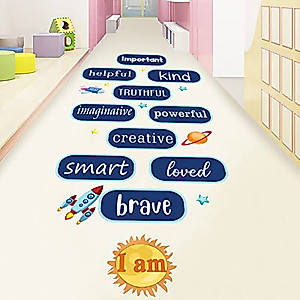 Inspirational Quotes Floor Decals Motivational Game Stickers Positive Saying Wall Decals Peel and Stick Wallpaper for Classroom School Kindergarten Kids Bedroom Nursery Floor Wall Décor