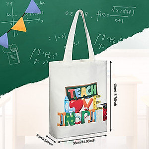 4 Pack Teacher Appreciation Tote Bag Thank You Teacher Gifts Canvas Bag Teach Appreciation Gift for Teacher Day Retirement (White)