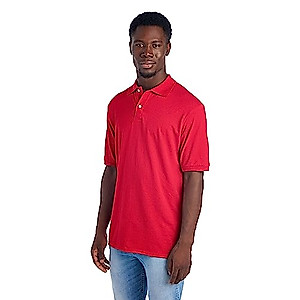 Jerzees Men's SpotShield Stain Resistant Polo Shirts (Short & Long, Short Sleeve-True Red, X-Large