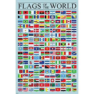 Flags of The World Classroom Reference Chart National Countries Country Symbol Educational Teacher Learning Homeschool Display Supplies Teaching Aide Cool Wall Decor Art Print Poster 12x18