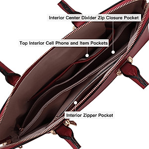 Dasein Women Woven Design Large Handbag Purse Vegan Leather Work Bag Tote Shoulder Bag