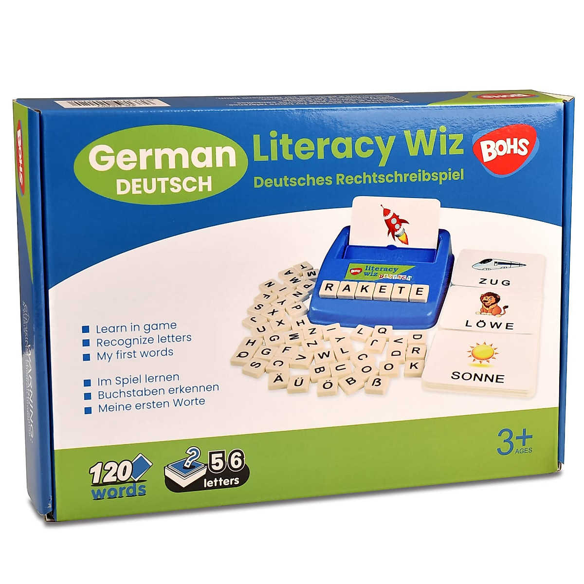 BOHS German Literacy Wiz Fun Game - See and Hide Spelling - Preschool Language Learning Educational Toys