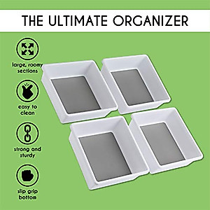LIVORINI Drawer Organizers | Kitchen Drawer Organizer, Desk Drawer Organizer, Junk Drawer Organizer | Organization and Storage Tray [4 Pcs]