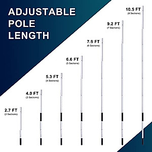 POOLAZA 17.5" Pool Brush and 10.5 Ft Aluminum Pool Pole