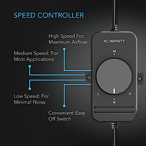 AC Infinity AXIAL S1225, 120mm Muffin Fan with Speed Controller, UL-Certified for Doorway, Room to Room, Wood Stove, Fireplace, Circulation Projects