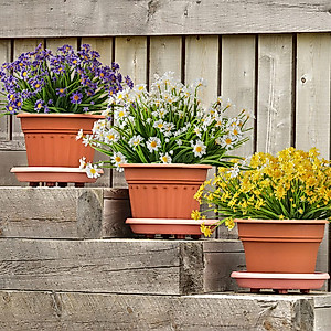 JOYGAR 8 Bundles Artificial Daisy Flowers Fake Sunflowers UV Resistant No Fade Faux Greenery Faux Plastic Flowers for Wedding Garden Hanging Planter Indoor Porch Patio Office Home Decoration(White)