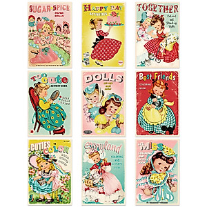 Whaline 36 Pack Vintage Greeting Cards Cute Girls Note Cards with Envelopes Stickers Retro Blank Cards Assortment for Birthday Bridal Shower