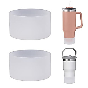 MLKSI 2Pcs Silicone Boot for Stanley Cup Accessories, Protector Silicone Water Bottle Bottom Sleeve for Stanley 40 oz 30 oz Tumbler Simple Modern Tumbler with Handle, Clear