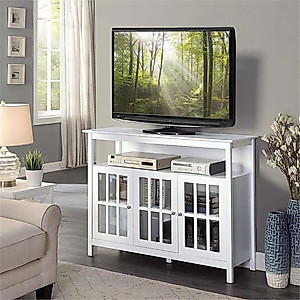 Convenience Concepts Big Sur Deluxe TV Stand with Storage Cabinets and Shelf for TVs up to 55 Inches, White