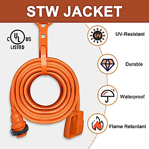 Eillion 30 Amp 25 Feet RV/Generator Power Cord, 10/3 Gauge STW RV Extension Cord Twist Locking, NEMA TT-30P to L5-30R with Cord Organizer RV Power Wire for Generator to House RV Trailer Campers