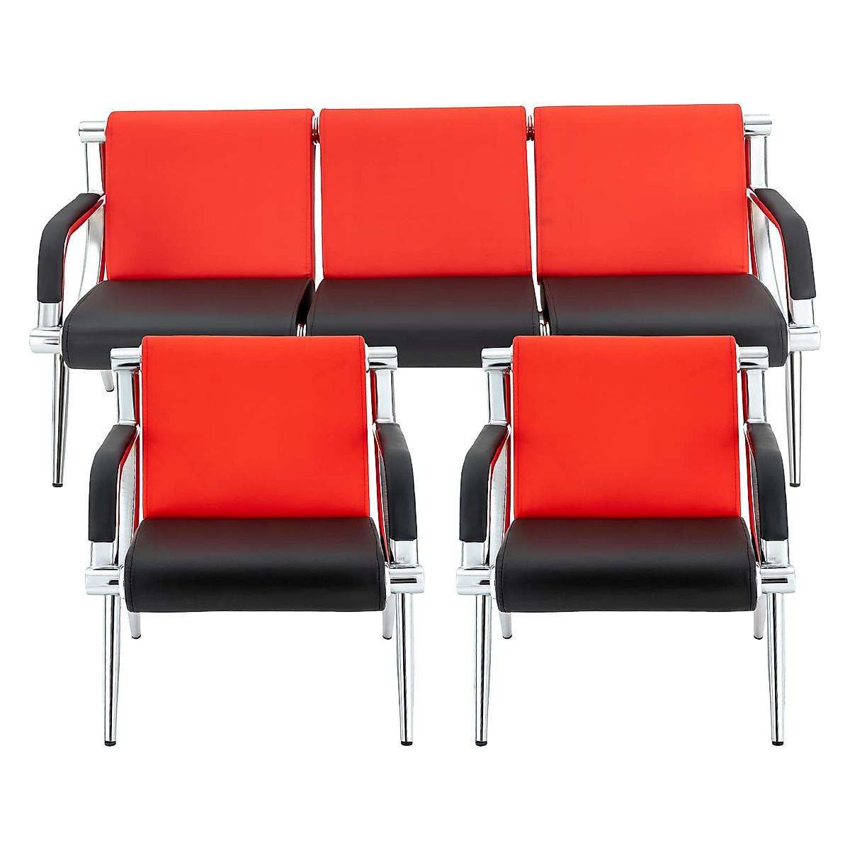 Waiting Room Reception Bench,PU Furniture Guest Seating Lobby Conference Chairs with Armrest for Clinic Office Airport Barber Salon Bank,3 Seat,Guest Chair Reception Chair,Executive Chair Set of 2
