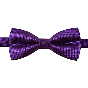 Alizeal Mens Solid Mini Squares Formal Banded Pre-tied Bow Ties Set-Dark Purple