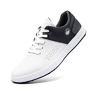 Womens Golf Shoes Spikeless Outdoor Golf Walking Sport Sneakers for Men for Superior Comfort and All Weather Breathability (Color : White Black, Size : 11 Women/9.5 Men)