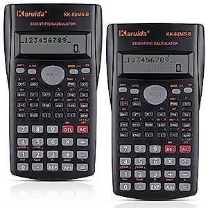 2 Pack Scientific Calculator 2 Line Fraction Calculator with Protective Hard Cover and Battery Basic Math Calculator Chemistry Calculator Black Financial Calculator for School Business