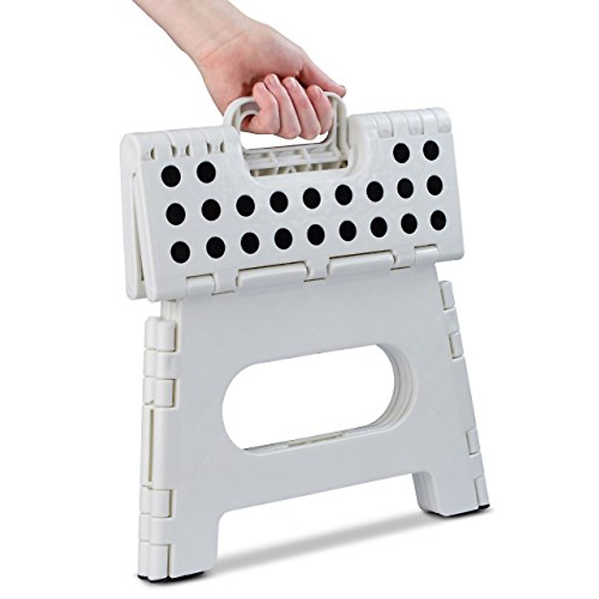 Handy Laundry Folding Step Stool, The Lightweight Step Stool, Sturdy Enough to Support Adults & Safe Enough for Kids, Opens Easy with One Flip, for Kitchen, Bathroom, Bedroom, Kids or Adults, (White)